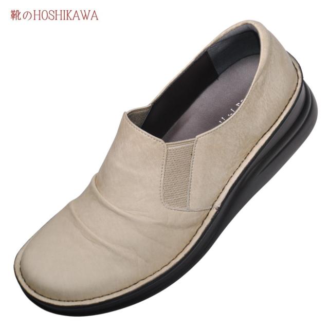 【靴のHOSHIKAWA】  『A-OK 8303』 エーオーケー スリッポン 21.5cm〜25cm EEEE レディース  幅が広い サイドゴア コンフォートシューズ 天然皮革 厚底 日本製
