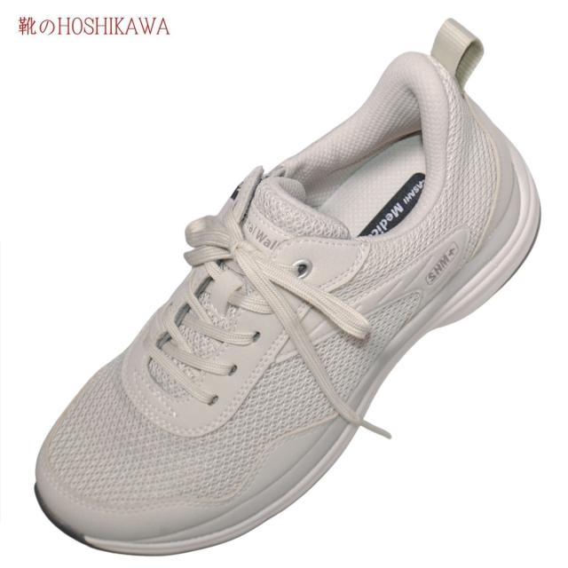 【靴のHOSHIKAWA】  『Medical Walk L031』 アサヒ メディカルウォーク 22cm〜25cm EEEE レディース アイボリー カジュアル レースアップ 天然皮革 メッシュ