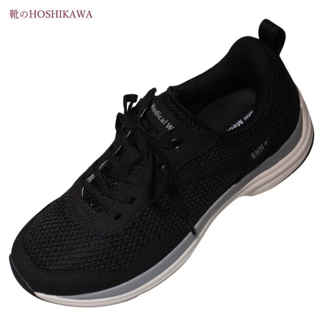 【靴のHOSHIKAWA】  『Medical Walk L031』 アサヒ メディカルウォーク 22cm〜25cm EEEE レディース ブラック カジュアル レースアップ 天然皮革 メッシュ