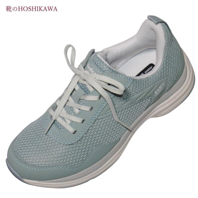 【靴のHOSHIKAWA】  『Medical Walk L031』 アサヒ メディカルウォーク 22cm〜25cm EEEE レディース サックス カジュアル レースアップ 天然皮革 メッシュ