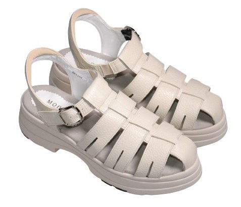 【靴のHOSHIKAWA】  『Monet 881309』 グルカサンダル モネ 21.5cm〜24.5cm EEEE レディース アイボリー カジュアル オープントゥ 日本製 本革 春夏