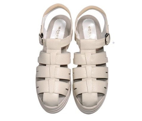 【靴のHOSHIKAWA】  『Monet 881309』 グルカサンダル モネ 21.5cm〜24.5cm EEEE レディース アイボリー カジュアル オープントゥ 日本製 本革 春夏