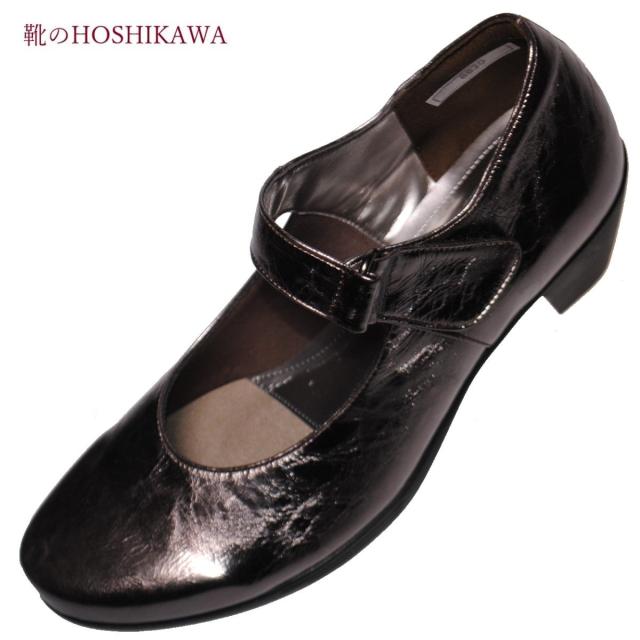 【靴のHOSHIKAWA】  『Casual Monet 8820』 カジュアルモネ パンプス 21.5cm〜24.5cm EEE アルジェント レディース マジックテープ ローヒール 日本製 本革