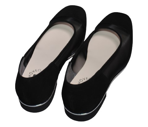 【靴のHOSHIKAWA】  『MOVEO 012』 モベオ パンプス 21.5cm〜24.5cm EEE ブラック レディース ローヒール チュールレース 国産 牛革 春夏