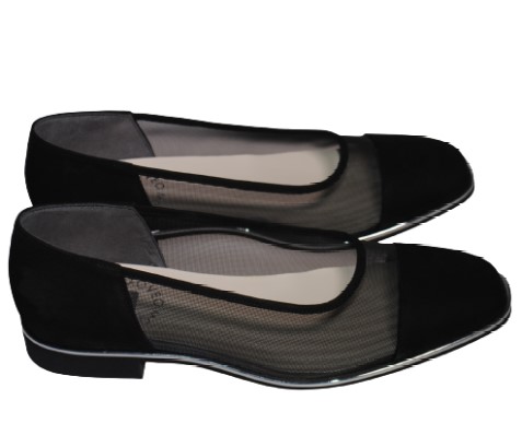 【靴のHOSHIKAWA】  『MOVEO 012』 モベオ パンプス 21.5cm〜24.5cm EEE ブラック レディース ローヒール チュールレース 国産 牛革 春夏