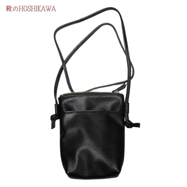 【靴のHOSHIKAWA】  『MOVEO ショルダーバッグ 108』 モベオ レディース ファスナー開閉 小さめ ブラック カジュアル 日本製 本革