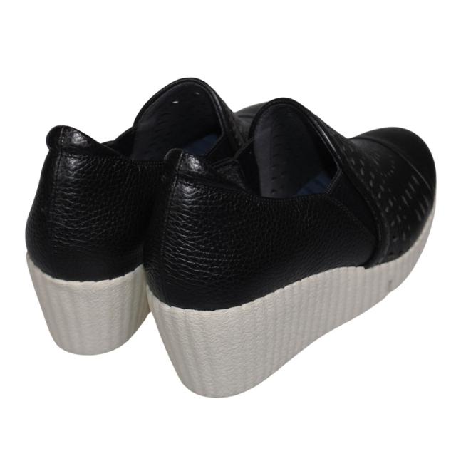 【靴のHOSHIKAWA】  『SPORTS NINE 332』 スポーツナイン レディース 21.5cm〜24.5cm EEE ブラック カジュアル スリッポン サイドゴア 幅広 本革 国産 春夏