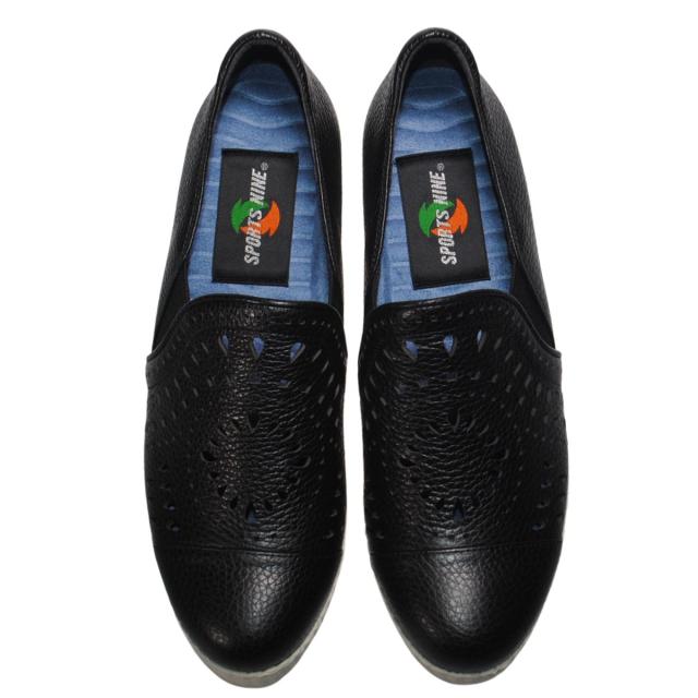 【靴のHOSHIKAWA】  『SPORTS NINE 332』 スポーツナイン レディース 21.5cm〜24.5cm EEE ブラック カジュアル スリッポン サイドゴア 幅広 本革 国産 春夏