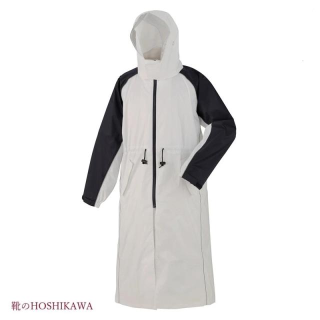【靴のHOSHIKAWA】  『透湿STパーカーリュック型 N-655』 SS S M L LL EL 4L ホワイト/ネイビー レインコート 通勤 通学 自転車