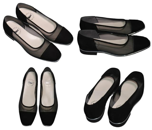 【靴のHOSHIKAWA】  『MOVEO 012』 モベオ パンプス 21.5cm〜24.5cm EEE ブラック レディース ローヒール チュールレース 国産 牛革 春夏