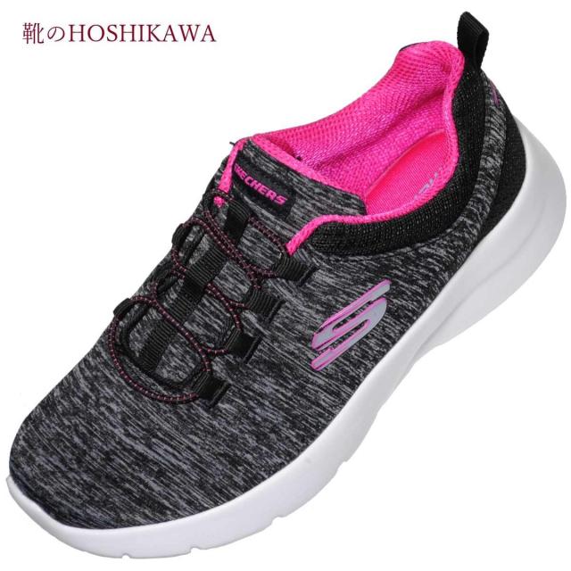 【靴のHOSHIKAWA】  『SKECHERS SPORTL 12965W』 スケッチャーズ スニーカー 22cm〜25cm レディース レースアップ 運動靴 ブラック/ホットピンク 合皮