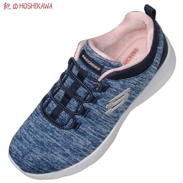 【靴のHOSHIKAWA】  『SKECHERS SPORTL 12965W』 スケッチャーズ スニーカー 22cm〜25cm レディース スリッポン 運動靴 ネイビー/ピンク 合皮