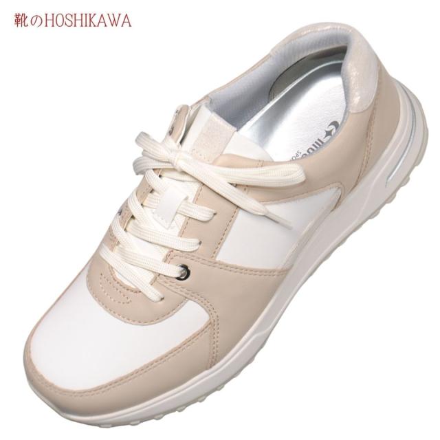 【靴のHOSHIKAWA】  『SPORTH SP0800』 スポルス コンフォートスニーカー 22cm〜25cm EEE ピンクベージュ レディース コンフォート レースアップ 幅が広い 防滑  牛革