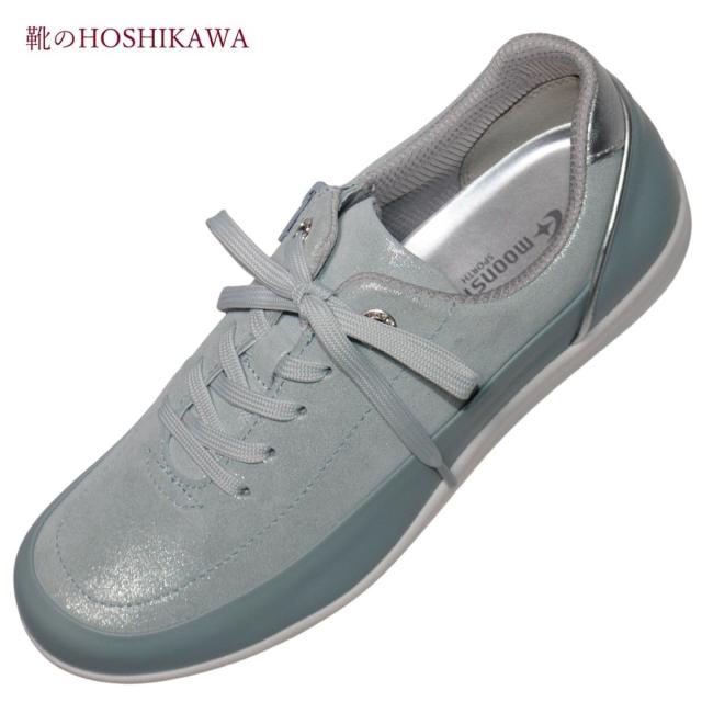 【靴のHOSHIKAWA】  『SPORTH 0215』 スポルス レースアップ 22cm〜24.5cm EEE コンフォート ライトブルー 内側ファスナー ウェッジソール 牛革 低反発ソール