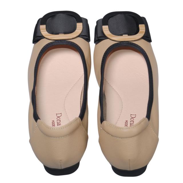 【靴のHOSHIKAWA】  『Dona Miss 1887-15』 ドナミス パンプス 22cm〜25.5cm EEE程 レディース ブラック フラット底 バックル 低反発 幅広 本革