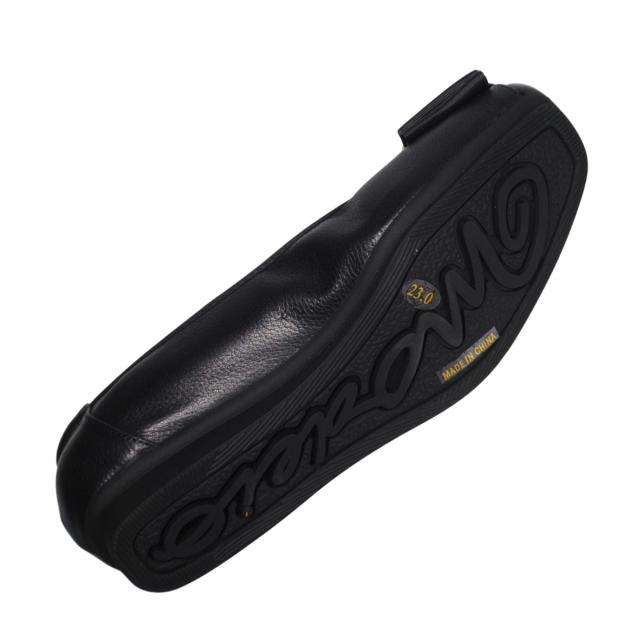 【靴のHOSHIKAWA】  『Dona Miss 1887-15』 ドナミス パンプス 22cm〜25.5cm EEE程 レディース ブラック フラット底 バックル 低反発 幅広 本革