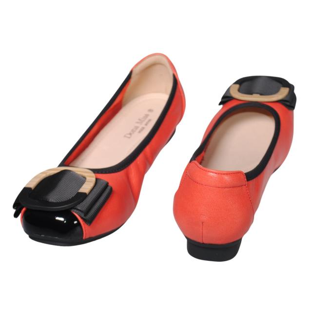 【靴のHOSHIKAWA】  『Dona Miss 1887-15』 ドナミス パンプス 22cm〜25.5cm EEE程 レディース ブラック フラット底 バックル 低反発 幅広 本革