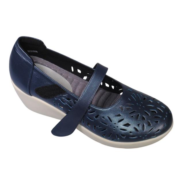 【靴のHOSHIKAWA】  『Dona Miss 423』 ドナミス ウェッジソールパンプス 21.5cm〜24.5cm EEEE アイボリーM レディース ウェッジヒール ベルクロ 幅広 牛革 国産