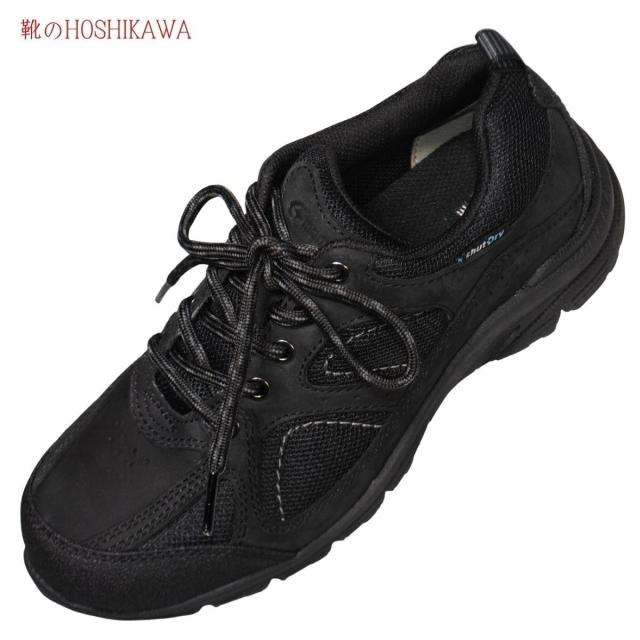 【靴のHOSHIKAWA】  『World March WL3602』 ワールドマーチ ウォーキングシューズ 22cm〜25cm EEEE レディース ブラック ファスナー レース 衝撃吸収 幅広
