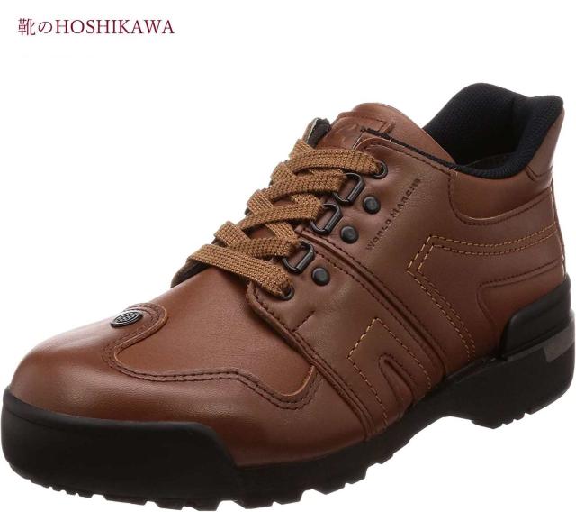 【靴のHOSHIKAWA】  『WORLD MARCH 21C』 ワールドマーチ 24cm〜28cm EEEE メンズ ブラウン ウォーキングシューズ トレッキング 山登り 合成皮革 幅広