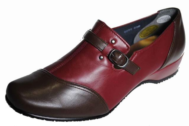 【靴のHOSHIKAWA】  『Yukiko Kimijima 7072』 ユキコキミジマ スリッポン 22cm〜24.5cm EEE ワインブラウン レディース ローファー ウェッジソール 国産 本革