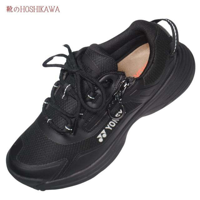 【靴のHOSHIKAWA】  『YONEX SHW125』 ヨネックス スニーカー 22cm〜28cm ユニセックス ブラック レースアップ ウォーキングシューズ ファスナー 合皮 軽量