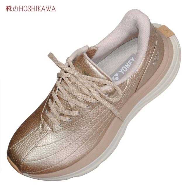 【靴のHOSHIKAWA】  『YONEX SHWL128』 ヨネックス スニーカー 22cm〜25cm 3.5E レディース ゴールド ウォーキングシューズ 合皮 巾広