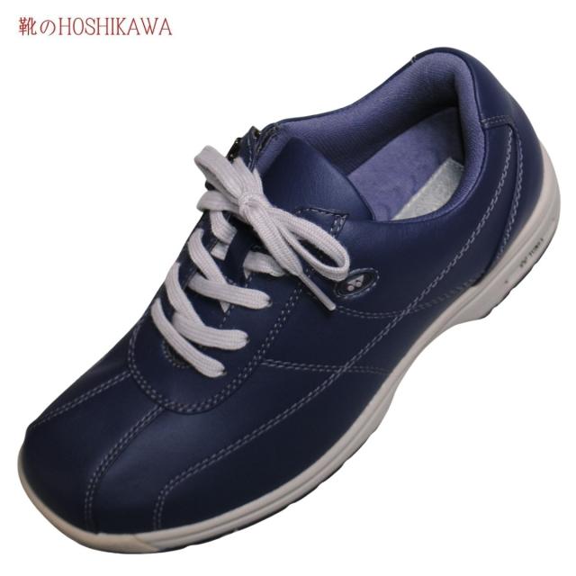 【靴のHOSHIKAWA】  『YONEX SHWLLC41』 ヨネックス スニーカー 22cm〜25cm 3.5E レディース グレープ ウォーキングシューズ ファスナー レースアップ 合皮 撥水 巾広