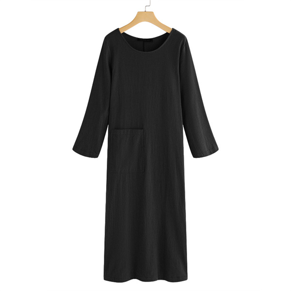 ポイント超超祭利用可 綿麻 コットンリネン ワンピース ロング 長袖