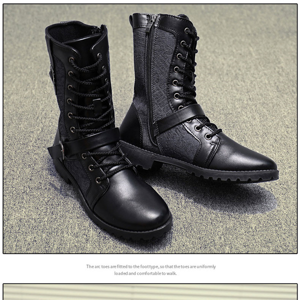 値下げ ロングブーツ メンズ ブーツ ワークブーツ 靴 本革 レース