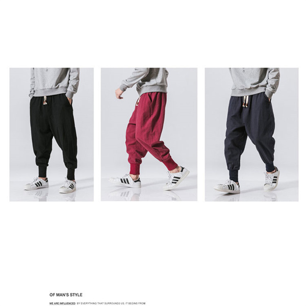 値下げ サルエルパンツ メンズ 麻 ワイドパンツ パンツ イージーパンツ