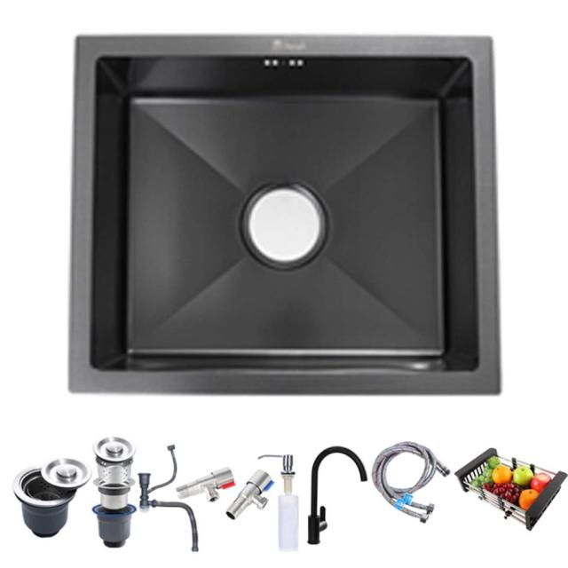 シンク キッチン ステンレス製 シングルシンク 大容量シンク 簡易 丈夫で清潔な 錆びず 流し台 屋台 省スペース キッチン収納 BBQ アウトドアに適用 水切りカゴ