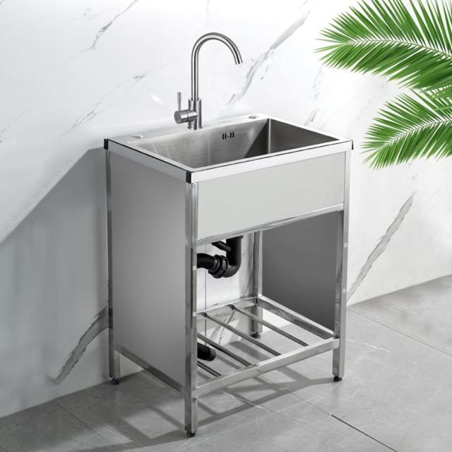 ステンレスシンク キッチンシンク シングルシンク 流し台 ステンレス製 蛇口水栓付き 屋外流し台 洗面所 キッチン用流し台 物置 ベランダ用 シンク 簡易流し台