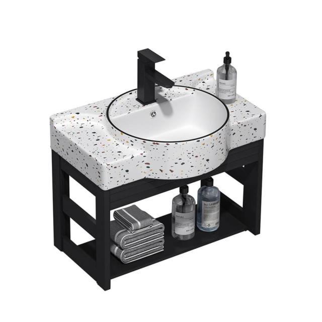 手洗い器 壁掛け 手洗器セット陶器製簡易洗面台 洗面ボウル ガーデキッチ洗面ボール 簡易洗面台 温水および冷水の蛇口付き 小型洗面ボウル 洗面ボール ミニ