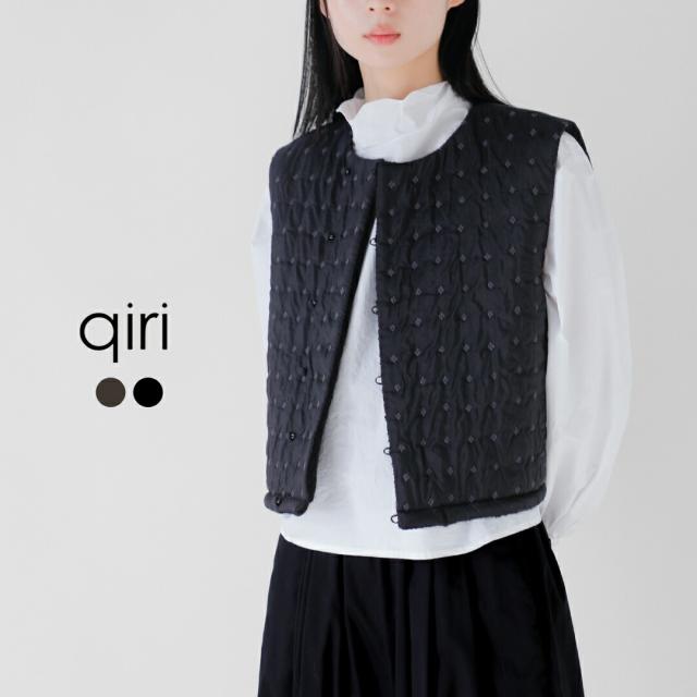 qiri キリ フラワー ドット キルトジャガード リバーシブル ベスト “flower dot quiltJQ short reversible vest” 63-01-bl-008-25-2 レディース 2025aw新作 ★★