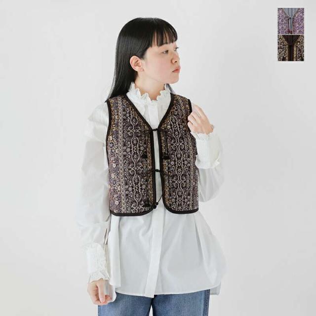 サラマリカ ベスト Sara Mallika  コットン ジャガード フラワー プリント ベスト 020952sb4  ☆☆ クーポン対象