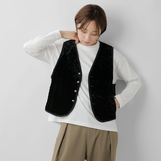 FIL DE FER フィルデフェール  ベロア キルティング ショート ベスト 10-1-01-200-5-2-tr 2025aw新作 レディース ☆☆ クーポン対象