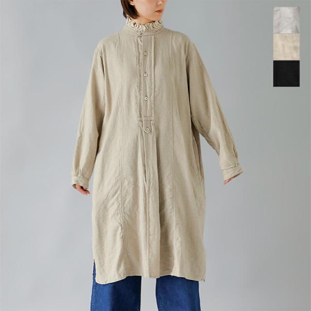 Vlas Blomme ヴラスブラム ブラスブラム  ブラッシュド リネンコットン フリルスタンドカラー ドレス 13225105 レディース 2025aw新作 ☆☆ クーポン対象