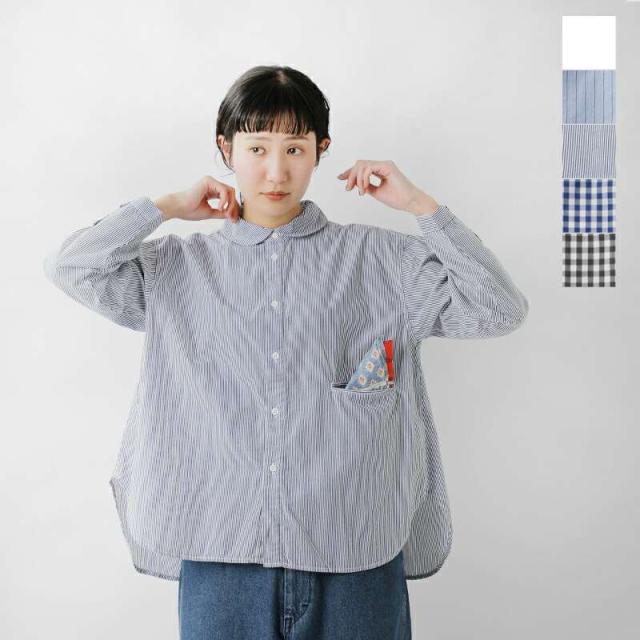 ドミンゴ ブラウス D.M.G.  コットン ラウンドカラー シャツ 16-0780-81-91-816x