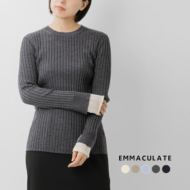 EMMACULATE エマキュレイト  エキストラファインウール ワイドリブ プルオーバー 2254k-56412 レディース 2025aw新作 クーポン対象