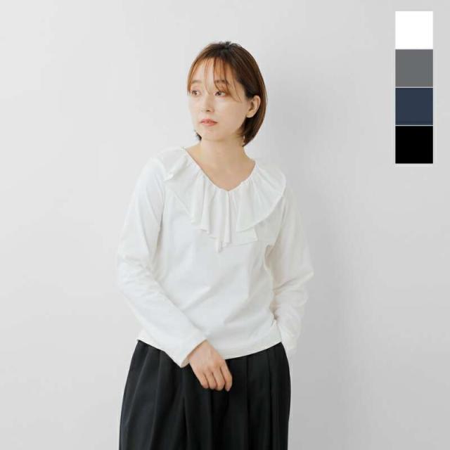 ミズイロインド Tシャツ mizuiro ind  コットン フリルカラー ロングスリーブ プルオーバー 3-210050  ☆☆ クーポン対象