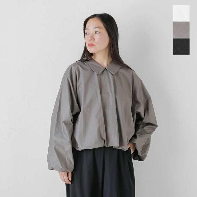 ハバーサック ブラウス HAVERSACK  コットン 80サテン ラウンドカラー ボリューム シャツ 322528  ☆☆ クーポン対象