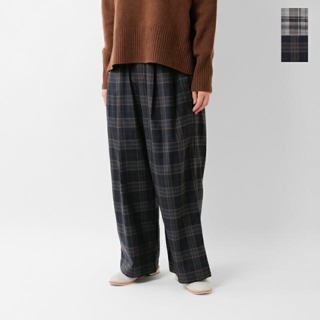 TRAVAIL MANUEL トラバイユマニュアル  トロ チェック 2タック ワイド パンツ 5092-same1-kr 2025aw新作 レディース クーポン対象