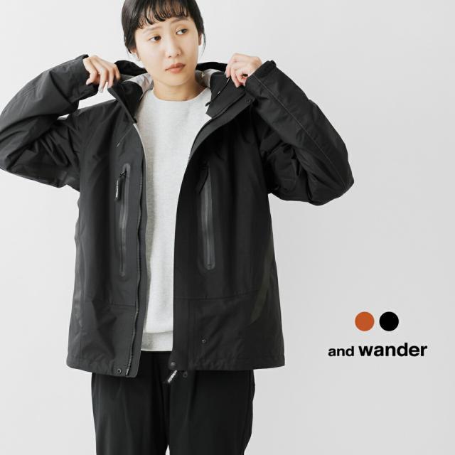 and wander アンドワンダー ハイカー レイン ジャケット “2.5L hiker rain jacket” 574-5911003-ms 2025aw新作  レディース クーポン対象