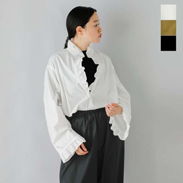 ロエフ ブラウス LOEFF  コットンブロード フリル スキッパー シャツ 8821-299-0080  ☆☆ クーポン対象