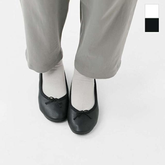 クラウン フラットシューズ CROWN  レザー リボン バレエシューズ bow-ballet  クーポン対象