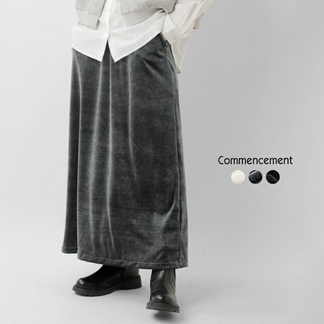 Commencement コメンスメント  ベロア ロング スカート “Velour skirt” c-311 レディース 2025aw新作 クーポン対象