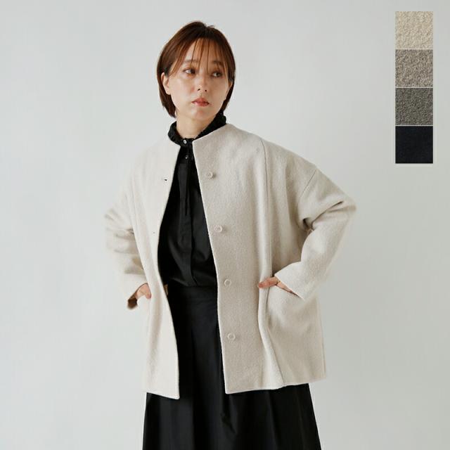 evam eva エヴァムエヴァ プレス ウール ショートコート e253k090-mn 2025aw新作 レディース アウター シンプル ドロップショルダー ゆったり 前ボタン アイボリー モカ モスグレー チャコール クーポン対象