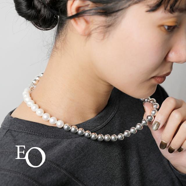 EO イオ  メタリックボール 淡水パール ネックレス “Hollow Ball ＆ Pearl necklace” eo25aw-22 レディース 2025aw新作 クーポン対象