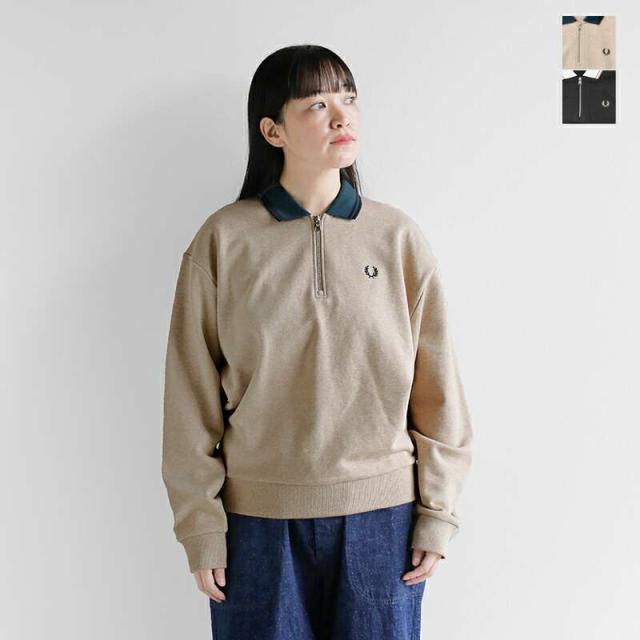 フレッド ペリー スウェット プルオーバー FRED PERRY  コットン ハーフジップ ポロ スウェットシャツ “ZIP NECK COLLAR SWEATSHIRT” g1149
